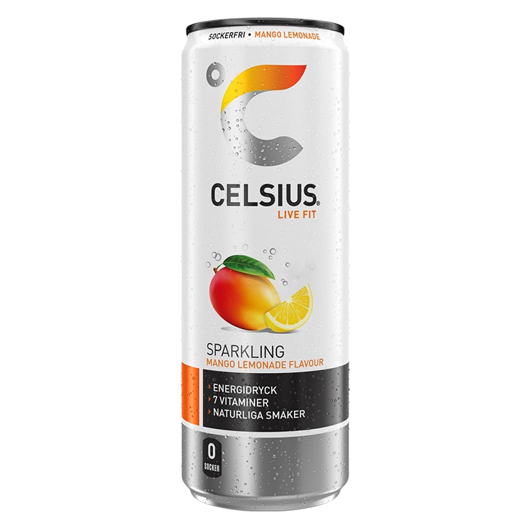 Köp Celsius Mango Lemonade 355ml på Bodypower.se